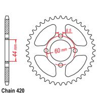 China Custom Steel 420 32-52T Motorcycle Rear Sprocket Fit for Yamaha DT50 RD50 DTR50 YZ80 for sale