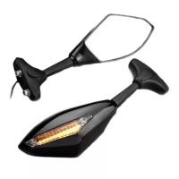 China Custom Motorbikes LED Rear View Mirror with Light 13.5*9cm Glass Size Black/snakeskin for sale
