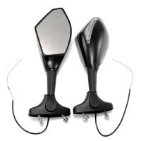 China Custom Motorbikes LED Rear View Mirror with Light 13.5*9cm Glass Size Black/snakeskin for sale
