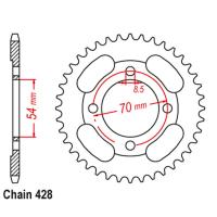 China 36T Steel Rear Sprocket for Honda C100 Motorcycle Customized Size and Teeth Options for sale
