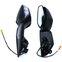 China Black Motorcycle Rear View Side Mirror with Turn Signal Lights for Kawawsaki Ninja ZX10R for sale