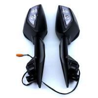 China Black Motorcycle Rear View Side Mirror with Turn Signal Lights for Kawawsaki Ninja ZX10R for sale