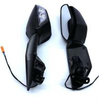 China Black Motorcycle Rear View Side Mirror with Turn Signal Lights for Kawawsaki Ninja ZX10R for sale