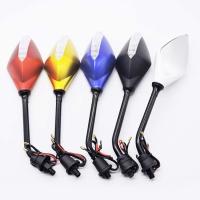 China Blue Custom Scooter Motorcycle LED Light Rearview Mirror Side Mirrors for sale