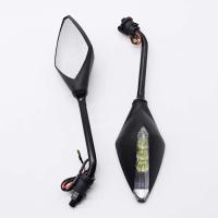 China Blue Custom Scooter Motorcycle LED Light Rearview Mirror Side Mirrors for sale