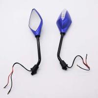 China Blue Custom Scooter Motorcycle LED Light Rearview Mirror Side Mirrors for sale