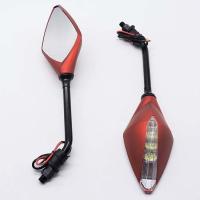 China Blue Custom Scooter Motorcycle LED Light Rearview Mirror Side Mirrors for sale