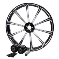China Sample Make Black 23 Inch CNC Aluminum Motorcycle Alloy Wheels for Harley Davidson for sale