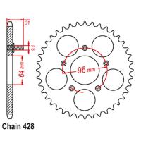 China Make Sample 428 Chain Model Custom Steel 48T 56T Motorcycle Rear Sprocket for Honda NX125 for sale