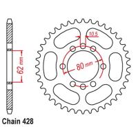 China 45 Steel 48-53T 428 Motorcycle Sprockets for Yamaha DT125 XTZ125 DT175 DT80 A3 Steel for sale