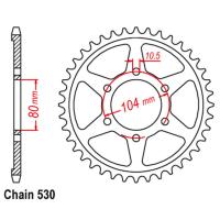 China Custom 38T 46T 530 Rear Sprocket for Kawasaki KZ550 KZ750 ZX9R ZX12R 45 steel/A3 steel for sale