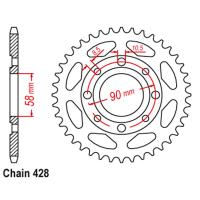 China Steel 34-60T 428 Rear Sprocket for Honda CG125 CB125 XL125 Durable and Long-lasting for sale