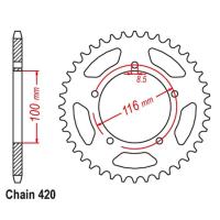 China 420 Chain Model 44 49 50 Tooth Sprocket for Kawasaki KX80 KX60 Customized Make Sample for sale