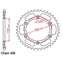 China 428 Chain Model 54T Steel Sprockets for Honda XR125L Customized for sale