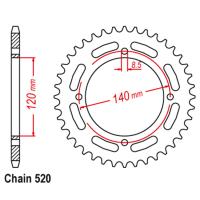China 520 Electrophoretic Black Custom CNC Steel 39T ATV Sprocket for Kawasaki KXF250 Tecate for sale
