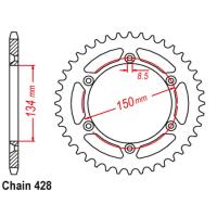 China 428 Steel 52T Motorcycle Rear Sprocket for Kawasaki KDX 125 Black/Silver/Custom Color for sale