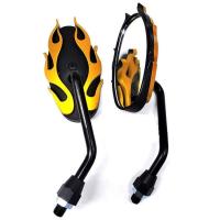 China 10.7*5.2cm Glass Size Aluminum Motorcycle Rearview Mirrors with Flame Detailing for sale