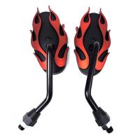 China 10.7*5.2cm Glass Size Aluminum Motorcycle Rearview Mirrors with Flame Detailing for sale