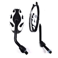 China 10.7*5.2cm Glass Size Aluminum Motorcycle Rearview Mirrors with Flame Detailing for sale