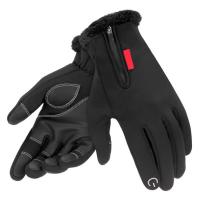 China Black Fleece Windproof Warm Winter Motorcycle Gloves Touch Screen Customized Logo for sale