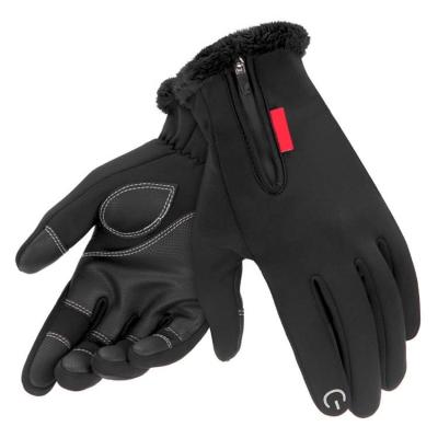 China Black Fleece Windproof Warm Winter Motorcycle Gloves Touch Screen Customized Logo for sale