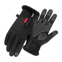 China Black Fleece Windproof Warm Winter Motorcycle Gloves Touch Screen Customized Logo for sale