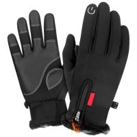 China Black Fleece Windproof Warm Winter Motorcycle Gloves Touch Screen Customized Logo for sale