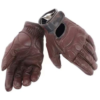 China M/L/XL Custom Full Finger Cafe Racer Leather Vintage Motorcycle Gloves for sale