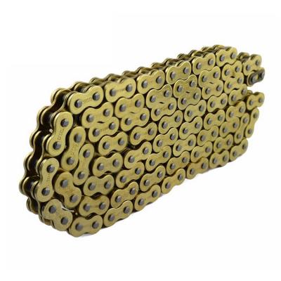 China Customized 520h Golden Motorcycle Drive Chain with High Tension Strength and 20CrMnTi for sale