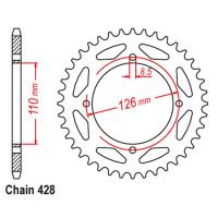 China Custom 44T 46T 47T Motorcycle Racing Rear Sprocket for Kawasaki KLX 150 428 Chain Model for sale