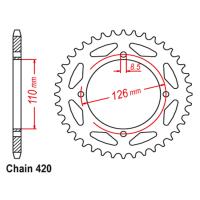 China 45 steel/A3 steel Custom Dirt Bike 46T 47T Rear 420 Sprocket for Kawasaki KX65 Suzuki RM65 for sale
