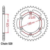 China 45 Steel Customized Black Dirt Bike 520 48T 50T SX250 Rear Sprocket for KTM SX SXF 250 for sale