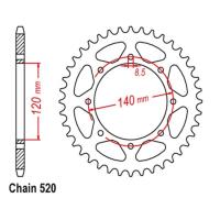 China Custom 37-47T Rear Sprocket for Kawasaki KLE400 KLE500 KLR650 KLX650 45 steel/A3 steel for sale