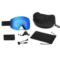 China Logo Customized Logo Removable Nose Guard Magnetic Heated Ski Goggles with Side Buckle for sale