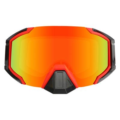 China Custom Adult Cylindrical Anti-Fog UV400 Ski Goggles with 3 Layers Foam and Nose Guard for sale