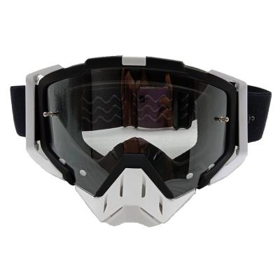 China Black White/Black Frame Color Motocross MX Goggles with Nose Guard and Anti-Fog Lens for sale