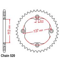 China 45 Steel 520 40T 36T ATV Rear Sprocket for Suzuki LTR450 LTZ400 Customized Design for sale