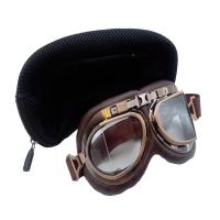 China Custom Old Style Motorcycle Goggles with Adjustable High Strap and Anti-scratch Lens for sale