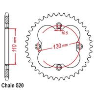 China Black CNC Processed 38T 39T Aluminium Rear Sprocket for Honda TRX 250 300 400 450 ATV for sale