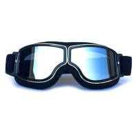 China Silicone Strap Customizable Vintage Leather Motorcycle Riding Goggles for Helmet for sale