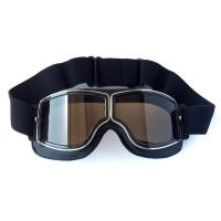 China Silicone Strap Customizable Vintage Leather Motorcycle Riding Goggles for Helmet for sale