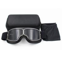 China Silicone Strap Customizable Vintage Leather Motorcycle Riding Goggles for Helmet for sale