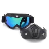 China Custom Logo Black Motorcycle Motocross Goggles with Removable Mask and Black Color for sale