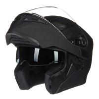 China Motorcycle Dual Visor Flip up Modular Full Face Helmet DOT 6 Colors XL GLOSS BLACK for sale
