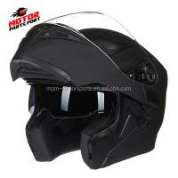 China Motorcycle Dual Visor Flip up Modular Full Face Helmet DOT 6 Colors XL GLOSS BLACK for sale