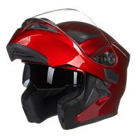 China Motorcycle Dual Visor Flip up Modular Full Face Helmet DOT 6 Colors XL GLOSS BLACK for sale