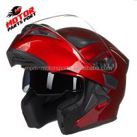 China Motorcycle Dual Visor Flip up Modular Full Face Helmet DOT 6 Colors XL GLOSS BLACK for sale