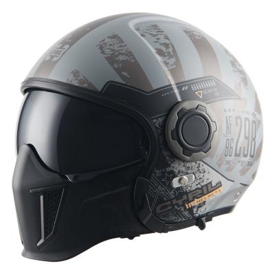China Custom Vintage Open Face Motorcycle Helmet with Mask Delivery Time 30-35 Work Days for sale