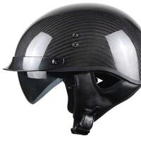China M.L.XL.XXL Black Carbon Fiber Motorcycle Helmet Half Face DOT ECE Certification Custom for sale