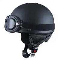 China Head Safety Protection ABS Retro Motorcycle Half Helmet with Goggles in German Style for sale